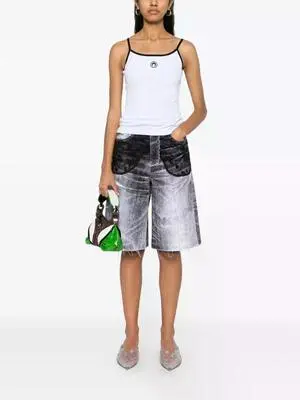 MARINE SERRE Moon Logo Ribbed Scoop Neck Tank Top