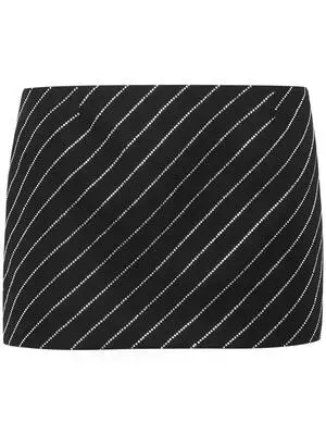 Philipp Plein Crystal-embellished Pinstriped Mini Skirt - Black
