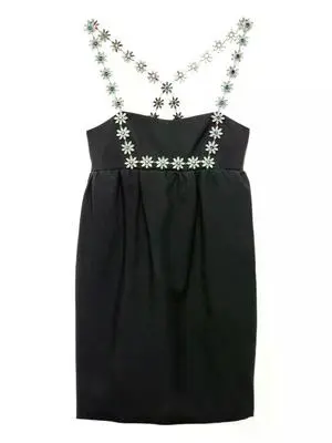 Prada Embroidered Mini Dress - Black