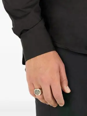 Roberto Cavalli Embossed Hexagonal Signet Ring