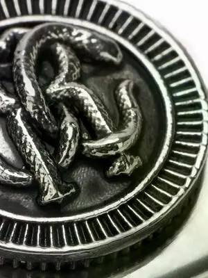 Roberto Cavalli Embossed Hexagonal Signet Ring