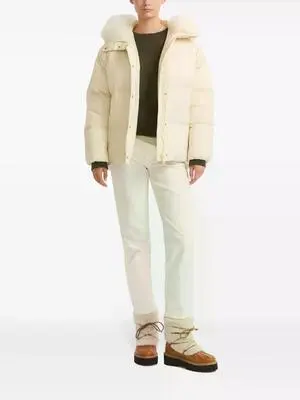 YVES SALOMON Lambswool-trimmed Hooded Jacket - Neutrals