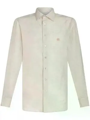 Etro Pegaso-embroidered Mélange-effect Shirt - Neutrals