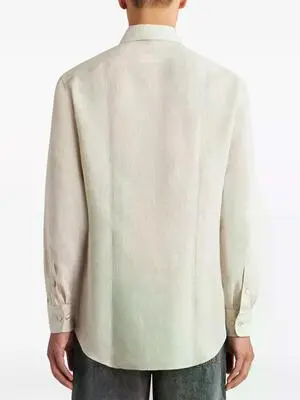 Etro Pegaso-embroidered Mélange-effect Shirt - Neutrals