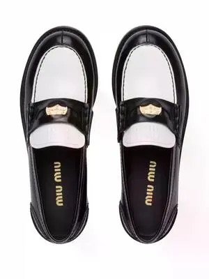 Miu Miu Calfskin Leather Loafers - Black