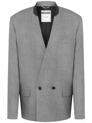 Moschino Collarless Double-breasted Blazer