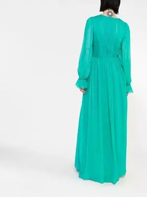 Alberta Ferretti Silk Ruched Maxi Dress