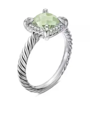 David Yurman Sterling Prasiolite And Diamond Petite Chatelaine Ring - Silver