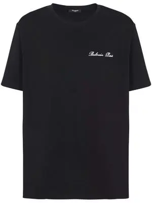 Balmain Logo-embroidered Cotton T-shirt - Black