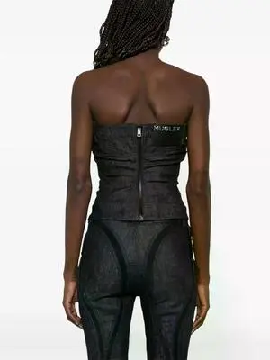 MUGLER Denim Bustier Top