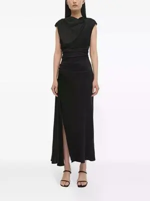 Simkhai Burke Asymmetric Draped Dress - Black