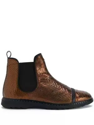 GIUSEPPE ZANOTTI Embossed Crocodile Leather Ankle Boots