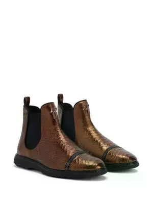 GIUSEPPE ZANOTTI Embossed Crocodile Leather Ankle Boots