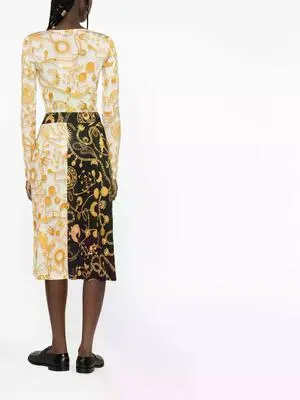 MARINE SERRE Graphic Print Long Sleeve V-neck Top