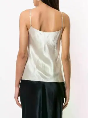 Vince Flared Metallic Tank Top - Silver