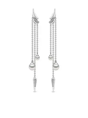 Yoko London 18kt White Gold Diamond And Pearl Drop Earrings - Silver