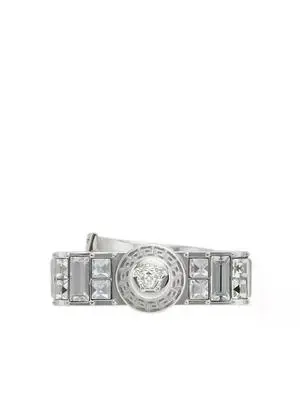 Versace Ribbon Crystal Ring - Silver