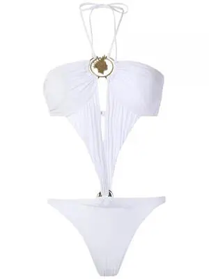 AMIR SLAMA Cut-out Halterneck Swimsuit - White