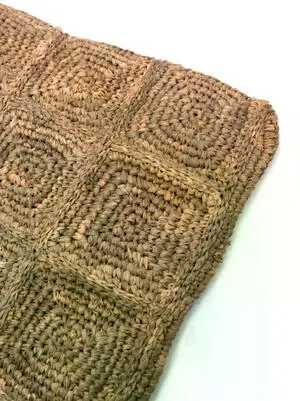 IBELIV Woven Raffia Clutch Bag With Leather Trim