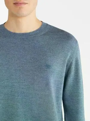 Etro Pegaso-embroidered Fine Knit Sweater - Blue
