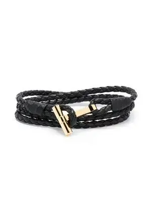 TOM FORD T-logo Braided Bracelet - Black