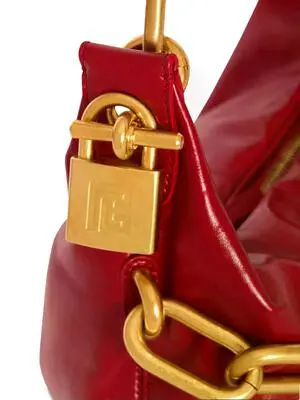 Balmain Medium Leather Shoulder Bag - Red