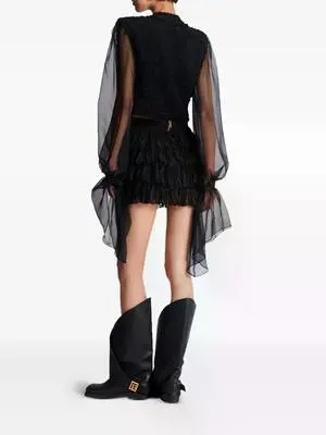 Balmain Chiffon-sleeve Tweed Jacket