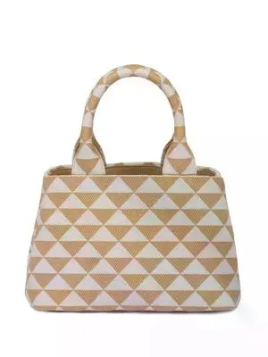 Prada Symbole Embroidered Tote - Neutrals