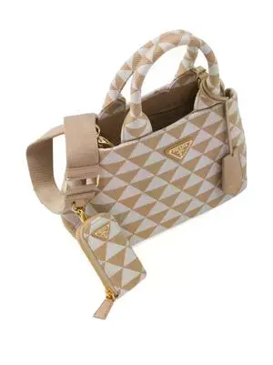 Prada Symbole Embroidered Tote - Neutrals