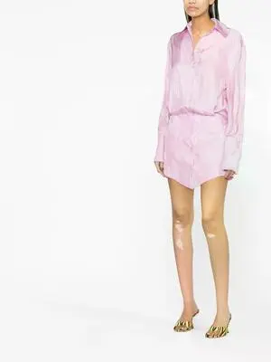 Attico Satin-effect Shirt Dress