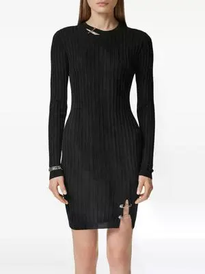 Versace Safety Pin Ribbed-knit Mini Dress