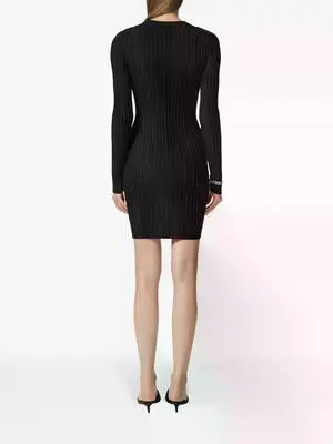 Versace Safety Pin Ribbed-knit Mini Dress