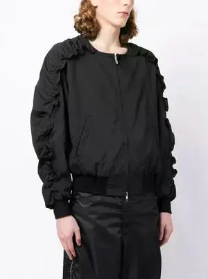 Random Identities Ruched Zip-up Bomber Jacket