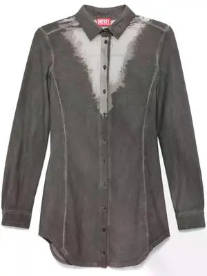 DIESEL® Distressed Cotton-blend Shirt Mini Dress