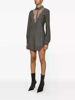 DIESEL® Distressed Cotton-blend Shirt Mini Dress