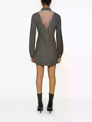 DIESEL® Distressed Cotton-blend Shirt Mini Dress