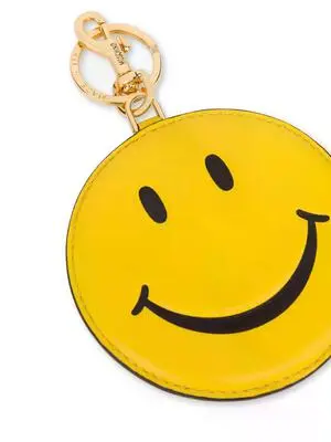 Moschino Smiley-face Leather Keychain