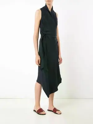 PETER COHEN Victor Wrap-style Silk Dress - Blue