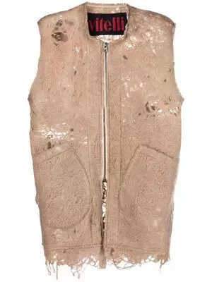 VITELLI Distressed-effect Zip-up Vest