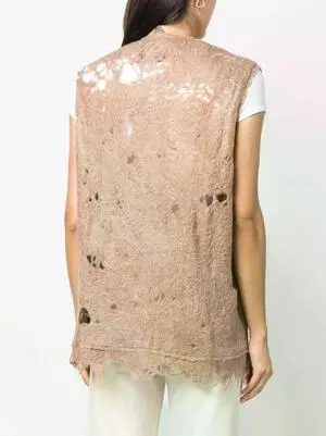 VITELLI Distressed-effect Zip-up Vest