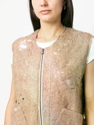 VITELLI Distressed-effect Zip-up Vest