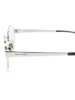 Saint Laurent Logo-engraved Oval-frame Glasses