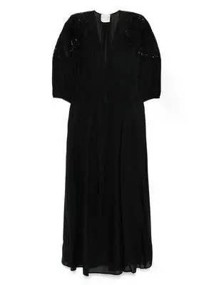 FORTE_FORTE Embroidered-shoulder Maxi Dress
