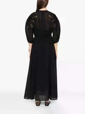 FORTE_FORTE Embroidered-shoulder Maxi Dress