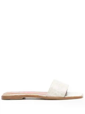 Paris Texas Crocodile-effect Leather Sandals - Neutrals
