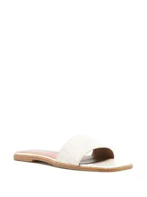 Paris Texas Crocodile-effect Leather Sandals - Neutrals