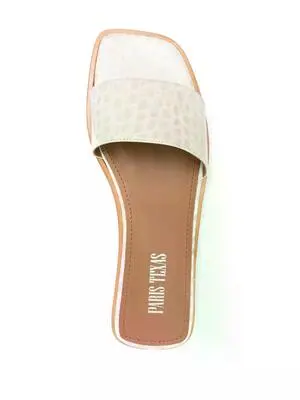 Paris Texas Crocodile-effect Leather Sandals - Neutrals
