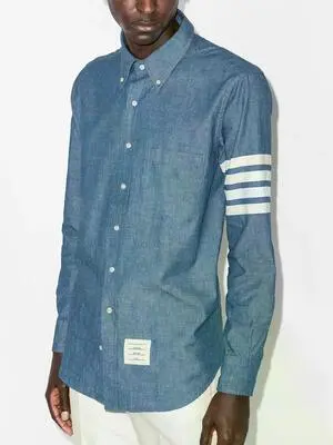 Thom Browne 4-bar Straight-fit Chambray Shirt