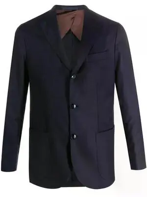 BARBA NAPOLI Notcheded-lapel Virgin Wool Blazer - Blue