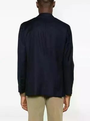 BARBA NAPOLI Notcheded-lapel Virgin Wool Blazer - Blue
